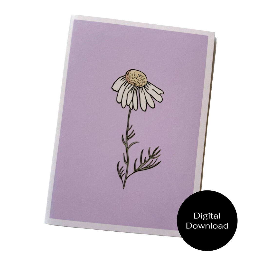 Printable Flower Card. 5" X 7" Card or A6 Card. Print This Pretty Card ...