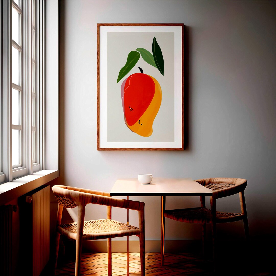 Vibrant Abstract Mango Wall Art | Modern Kitchen & Dining Room Decor ...