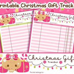Cute Christmas Gift List Printable, Gift Tracker, Gift Checklist ...