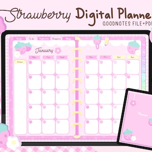 Digital Planner 2022 2023 Undated Digital Planners - Pink Strawberry ...