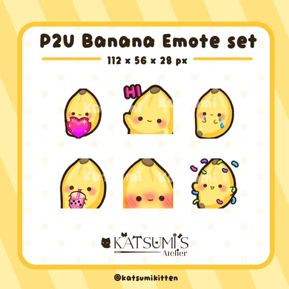 Twitch Kawaii Banana Emotes for Streamers / Kawaii Emote for Your ...