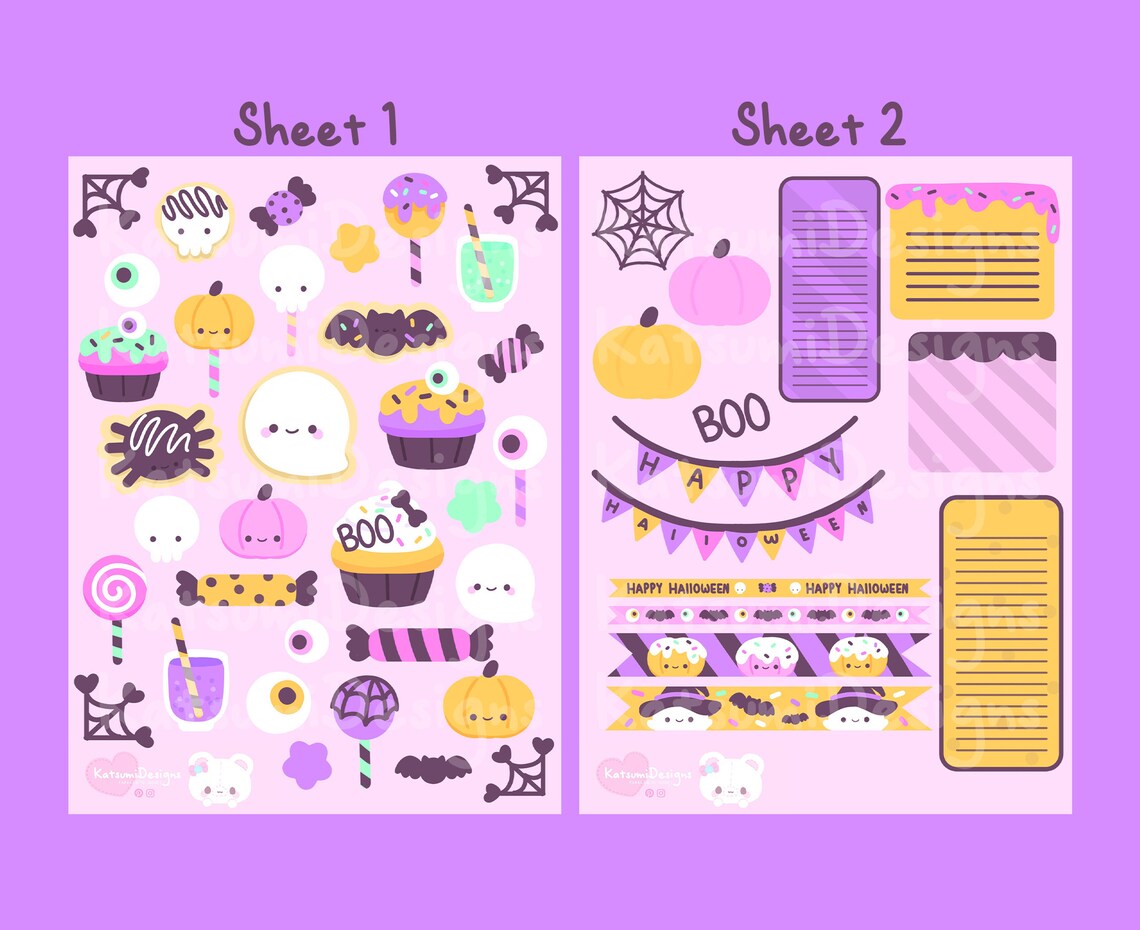 Cute Halloween Digital Stickers Spooky Season Goodnotes - Etsy