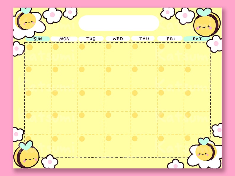 Bee Printable Calendar Digital Calendar Instant Download - Etsy