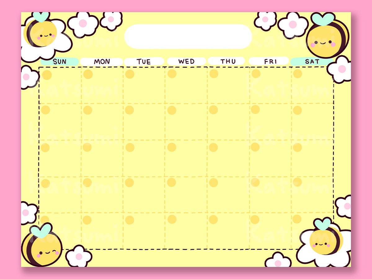 Bee Printable Calendar Digital Calendar Instant Download - Etsy