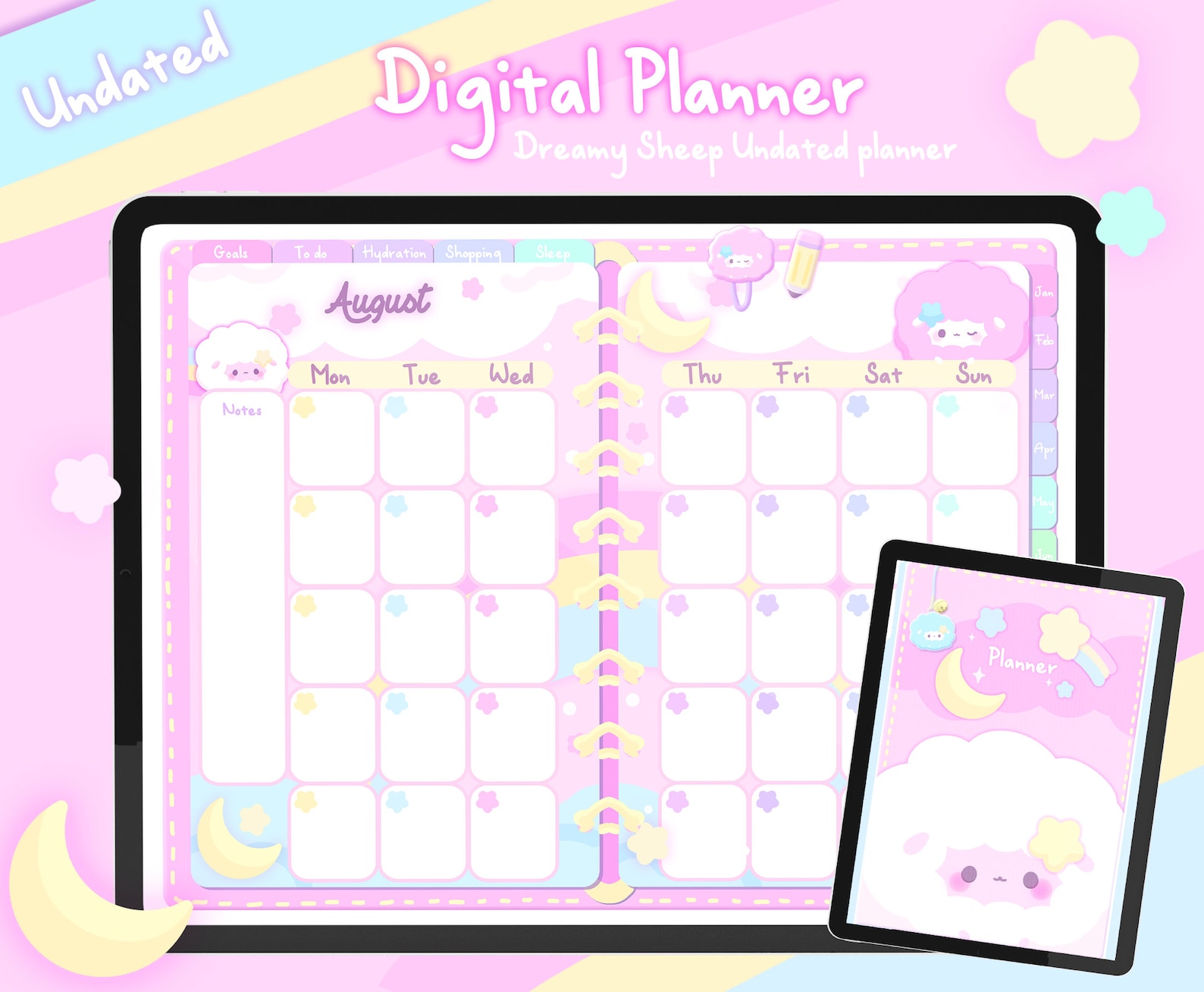 Digital Planner UNDATED Aesthetic Kawaii Digital Planner - Etsy