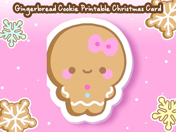 Cute Merry Christmas Card printable Gingerbread Christmas - Etsy