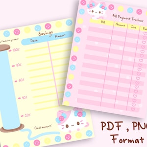 Cute Cat Printable Finance Tracker BUNDLE | Digital PDF, PNG | Budget ...