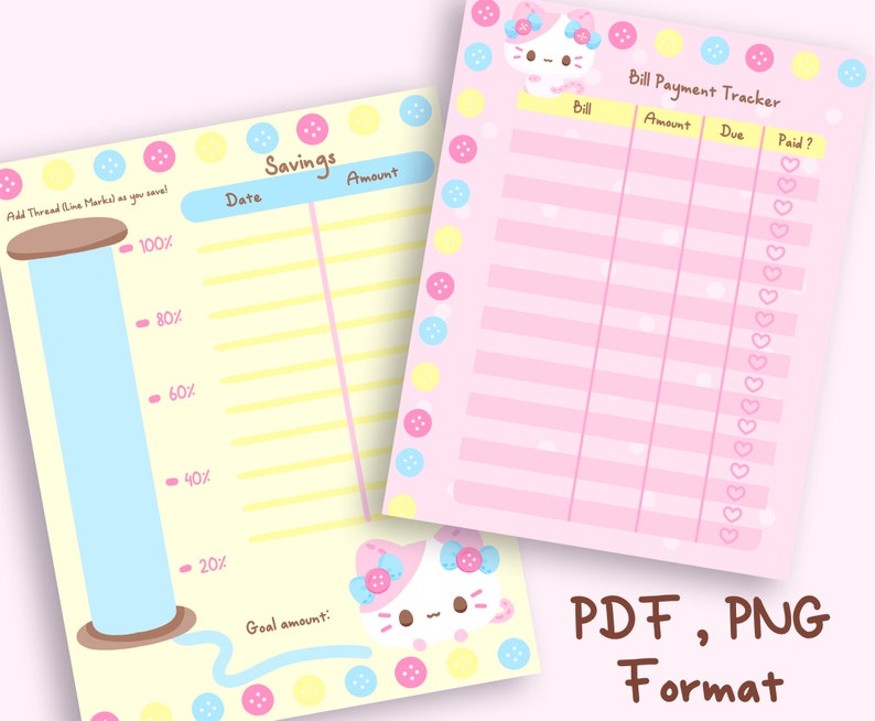 Cute Cat Printable Finance Tracker BUNDLE Digital PDF PNG - Etsy