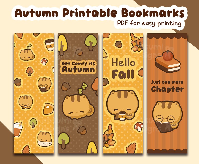 Cute Autumn Squirrel Printable Book Mark , Kawaii Bookmark , Cute ...