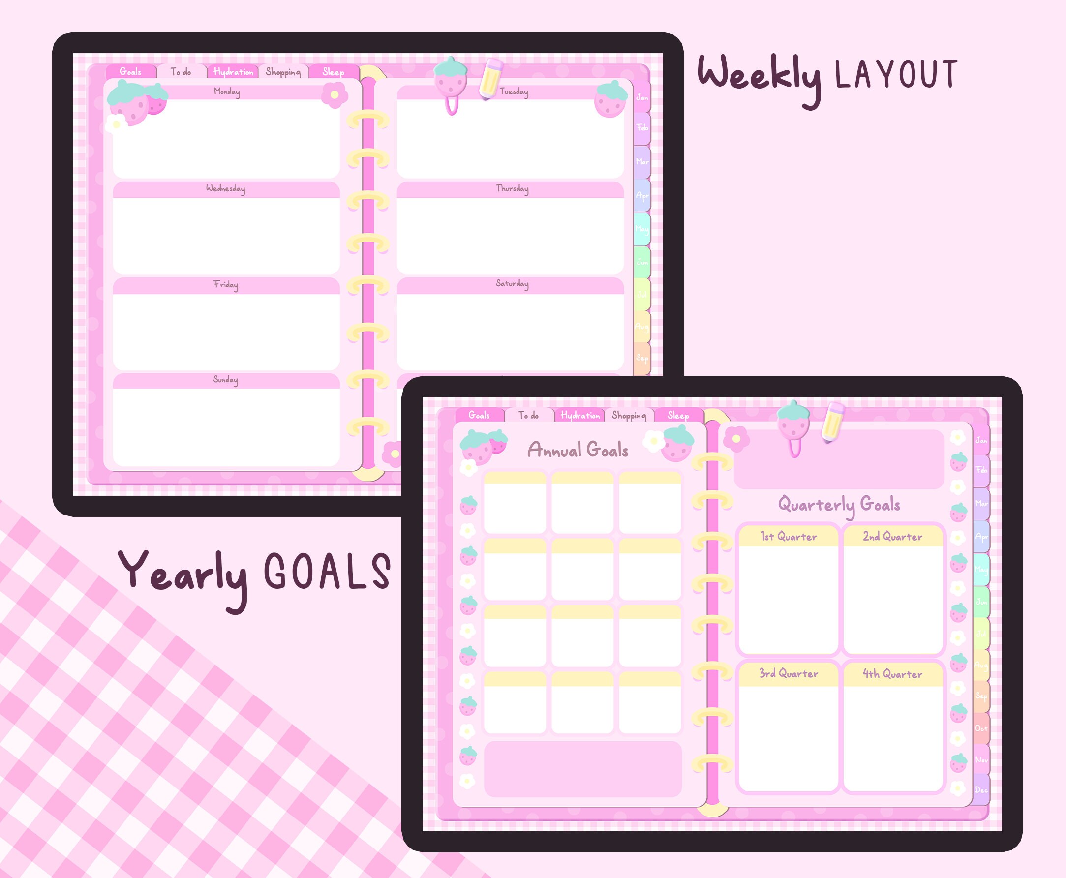 Digital Planner 2022 2023 Undated Digital Planners Pink - Etsy