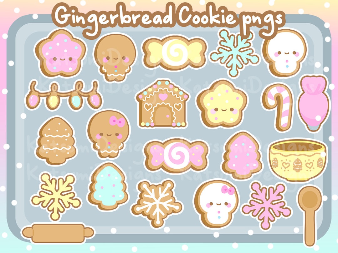 Gingerbread Cookie Clipart Christmas Pngs, Kawaii Dessert, Digital ...