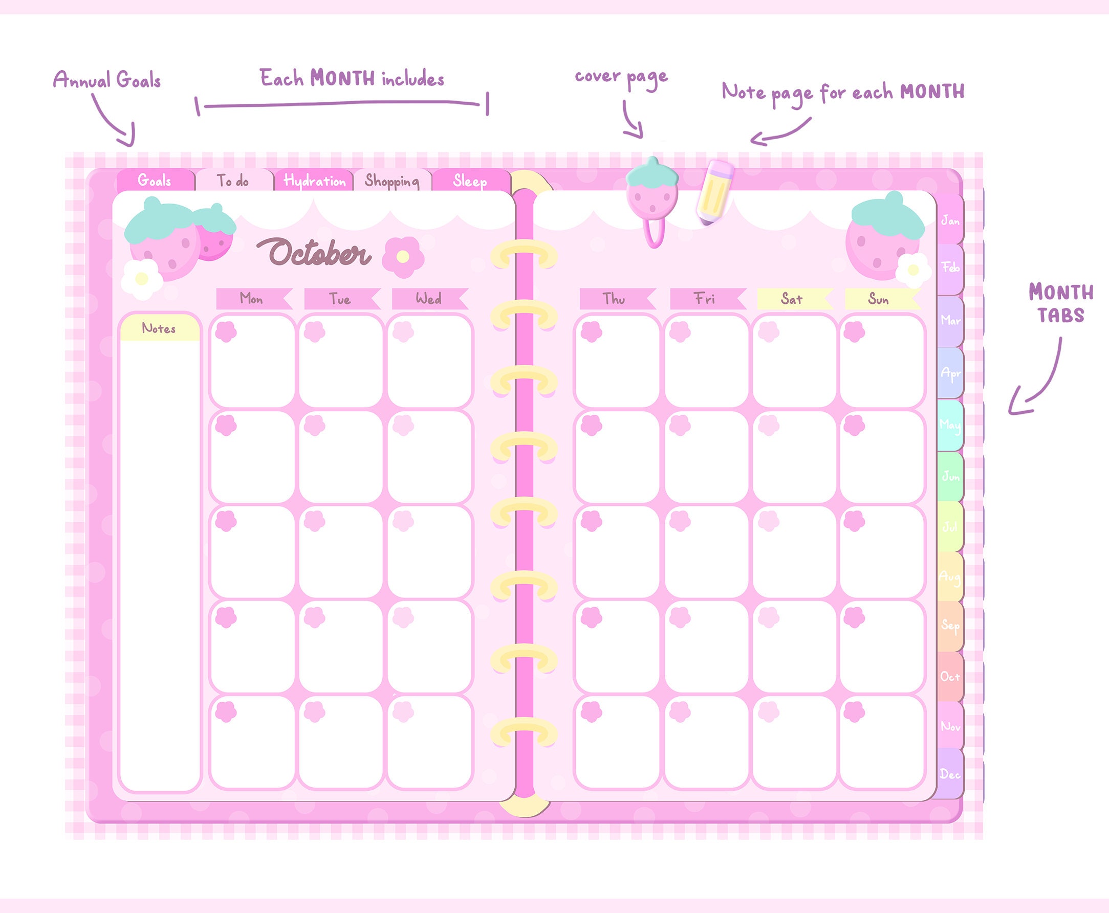 Digital Planner 2022 2023 Undated Digital Planners Pink - Etsy