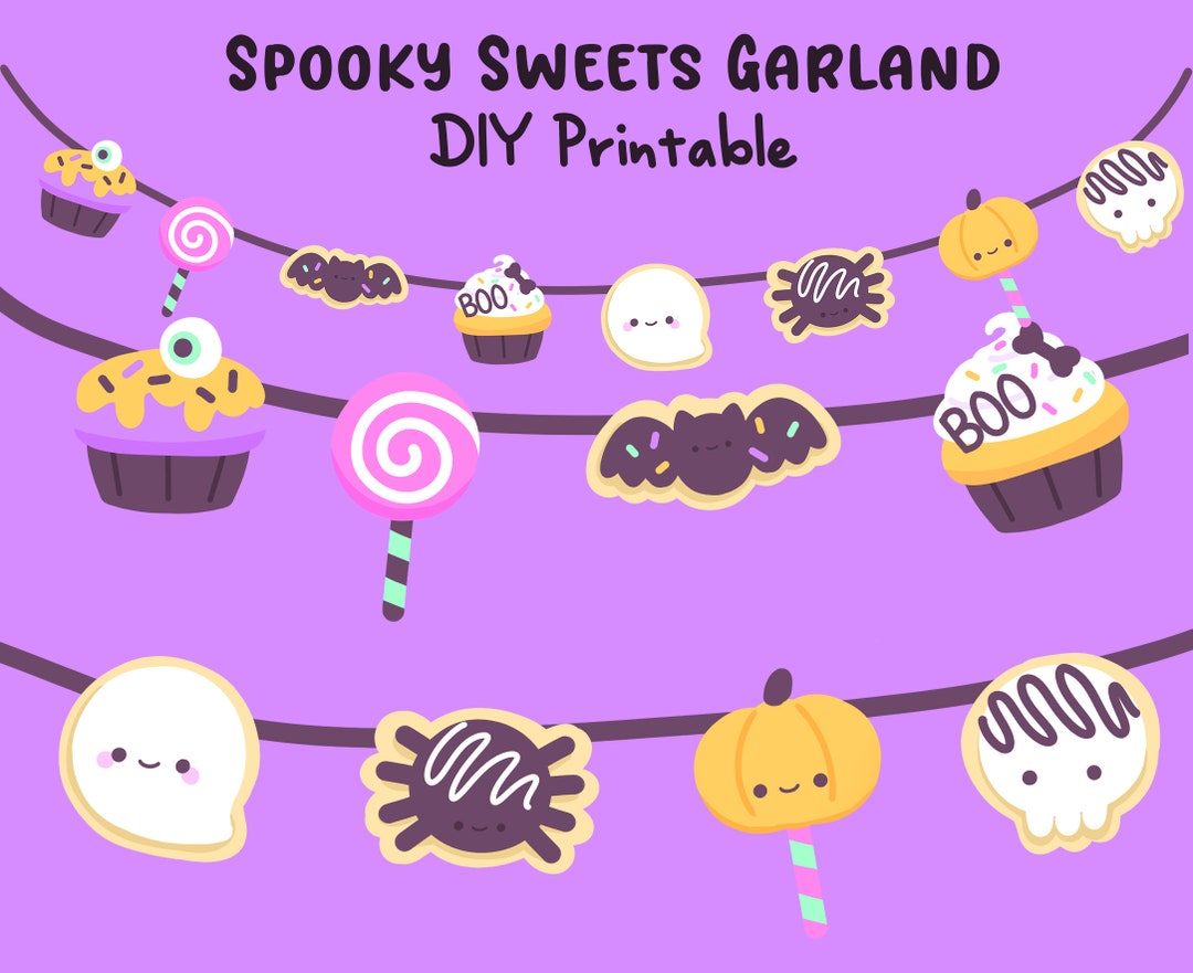 Printable Halloween Banner Garland, Halloween Banner Printable, Cute ...