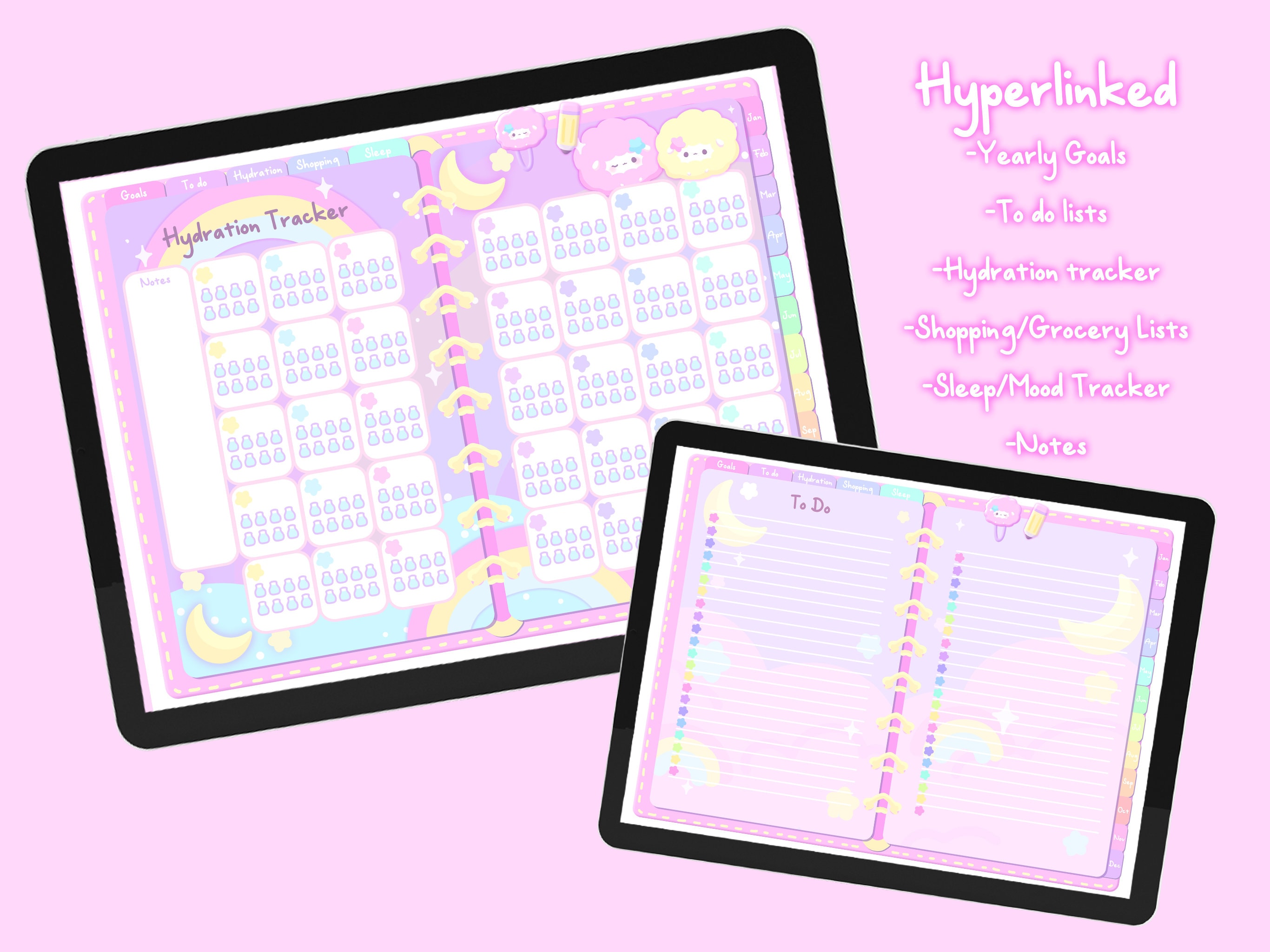 Digital Planner UNDATED Aesthetic Kawaii Digital Planner - Etsy