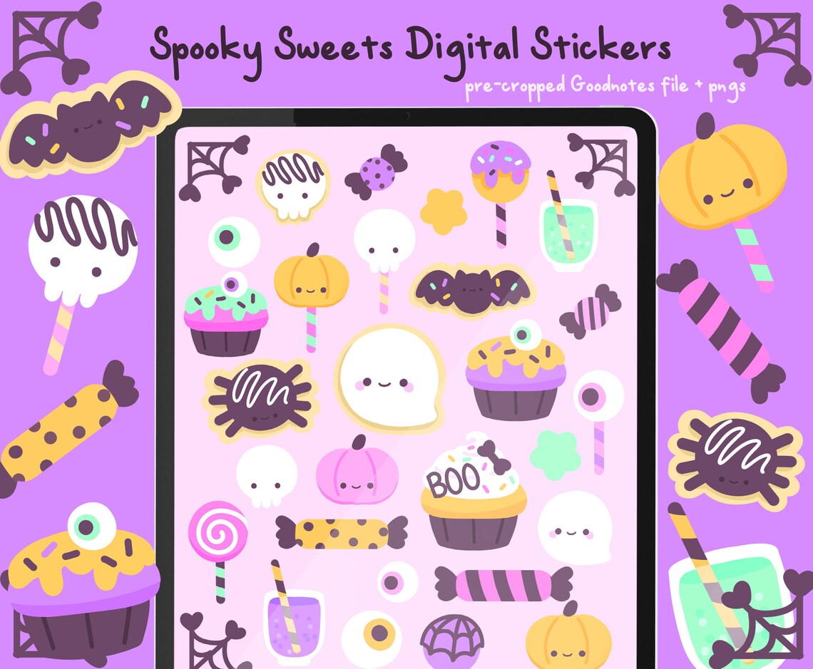 Cute Halloween Digital Stickers Spooky Season Goodnotes - Etsy