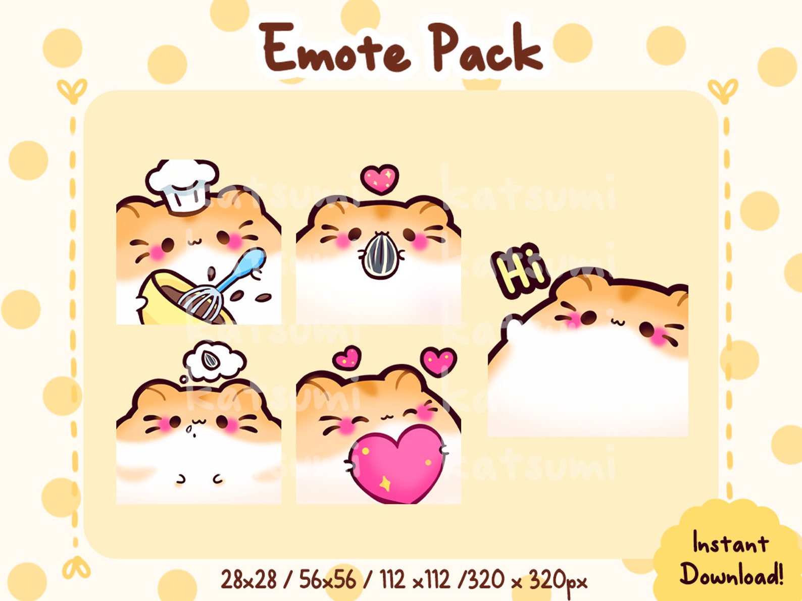 Twitch | Discord Emotes Pack 5 Set 1 | Cute Hamster Emotes | Kawaii ...
