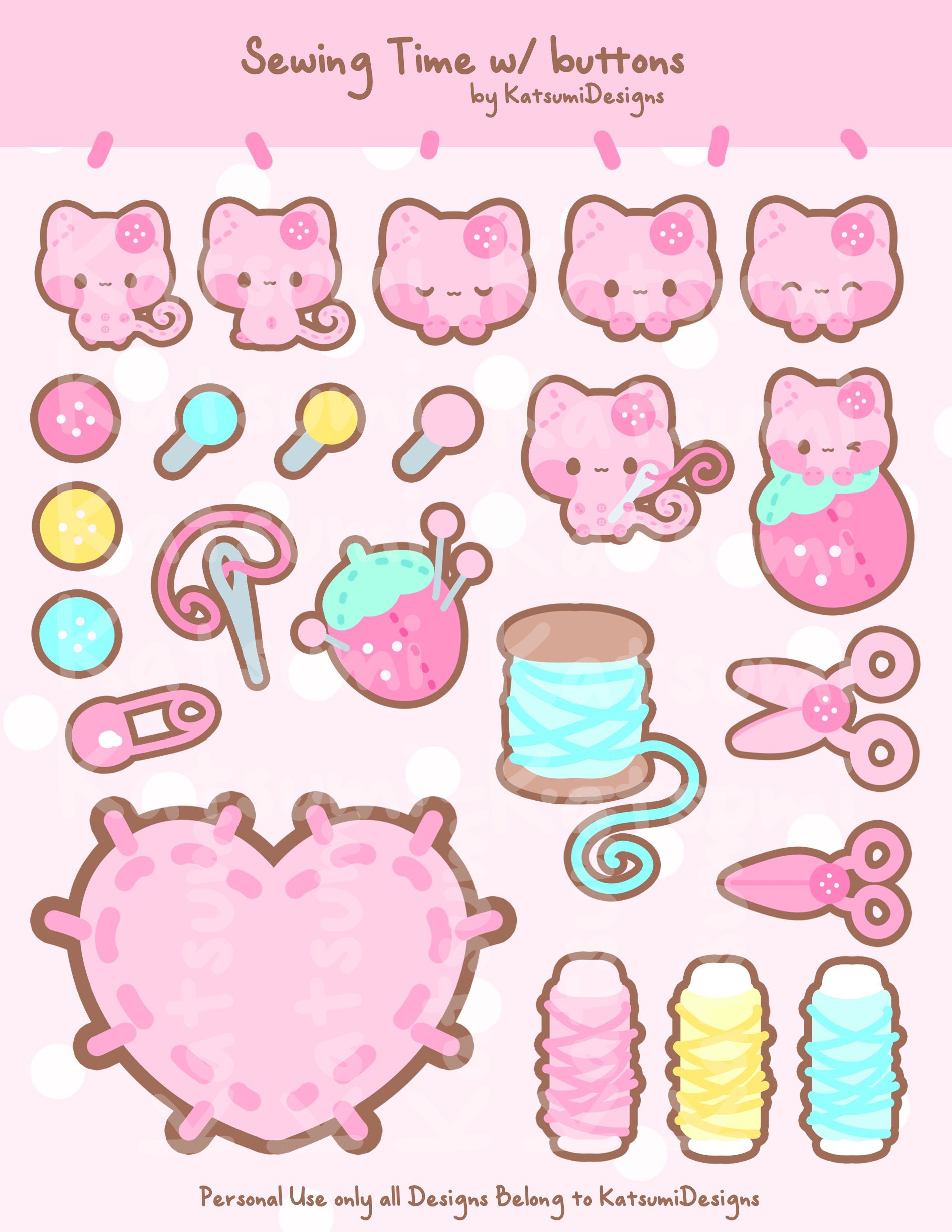 Sewing Time With Buttons Digital Planner Stickers Sticky - Etsy