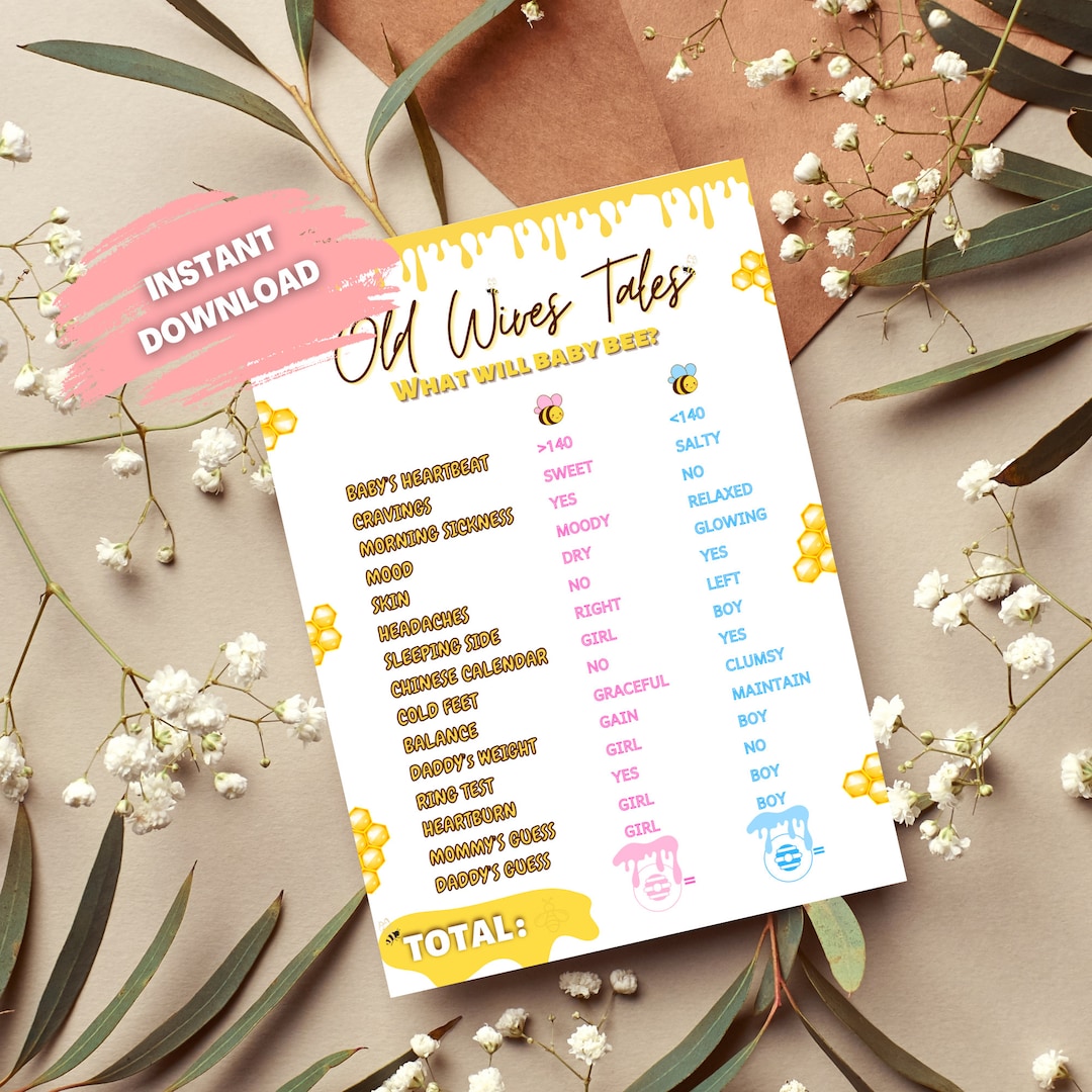 BEE Old Wives Tales Sign | Printable What Will It Bee Sign | Gender ...