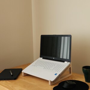 Handcrafted Ergonomic Wooden Laptop Stand | Desk Riser for Macbook ...