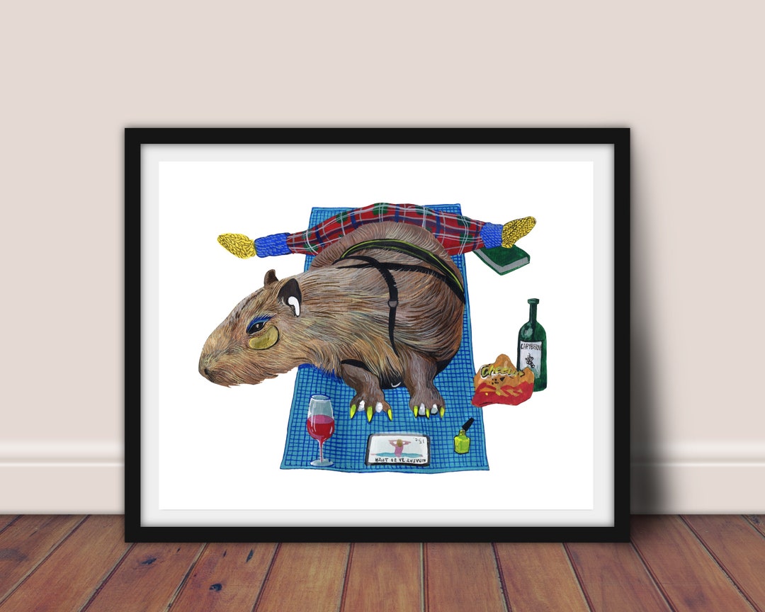 Stay Home Capybara Workout Illustration Instant Download - Etsy