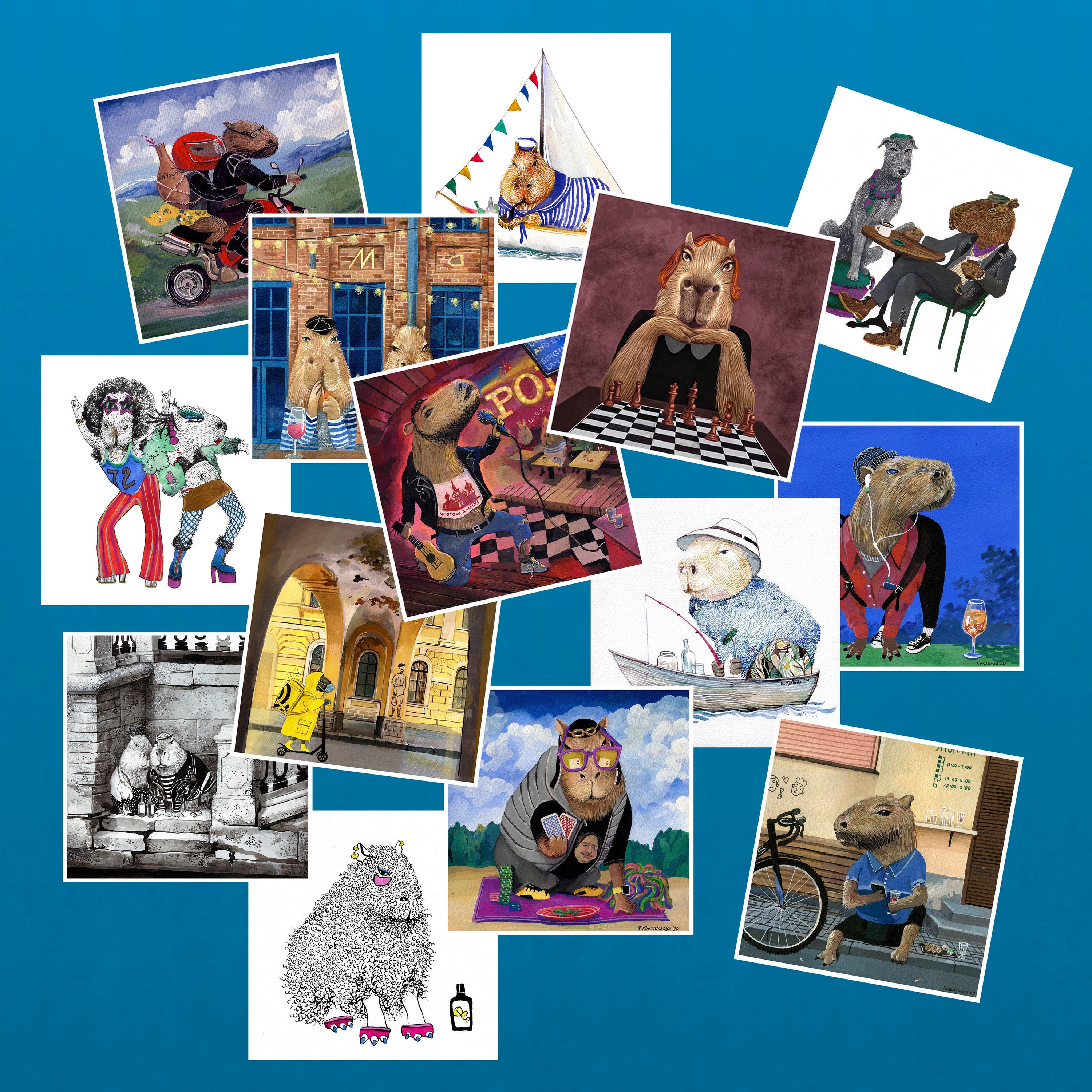 Big Square Capybara Cards Set - Etsy