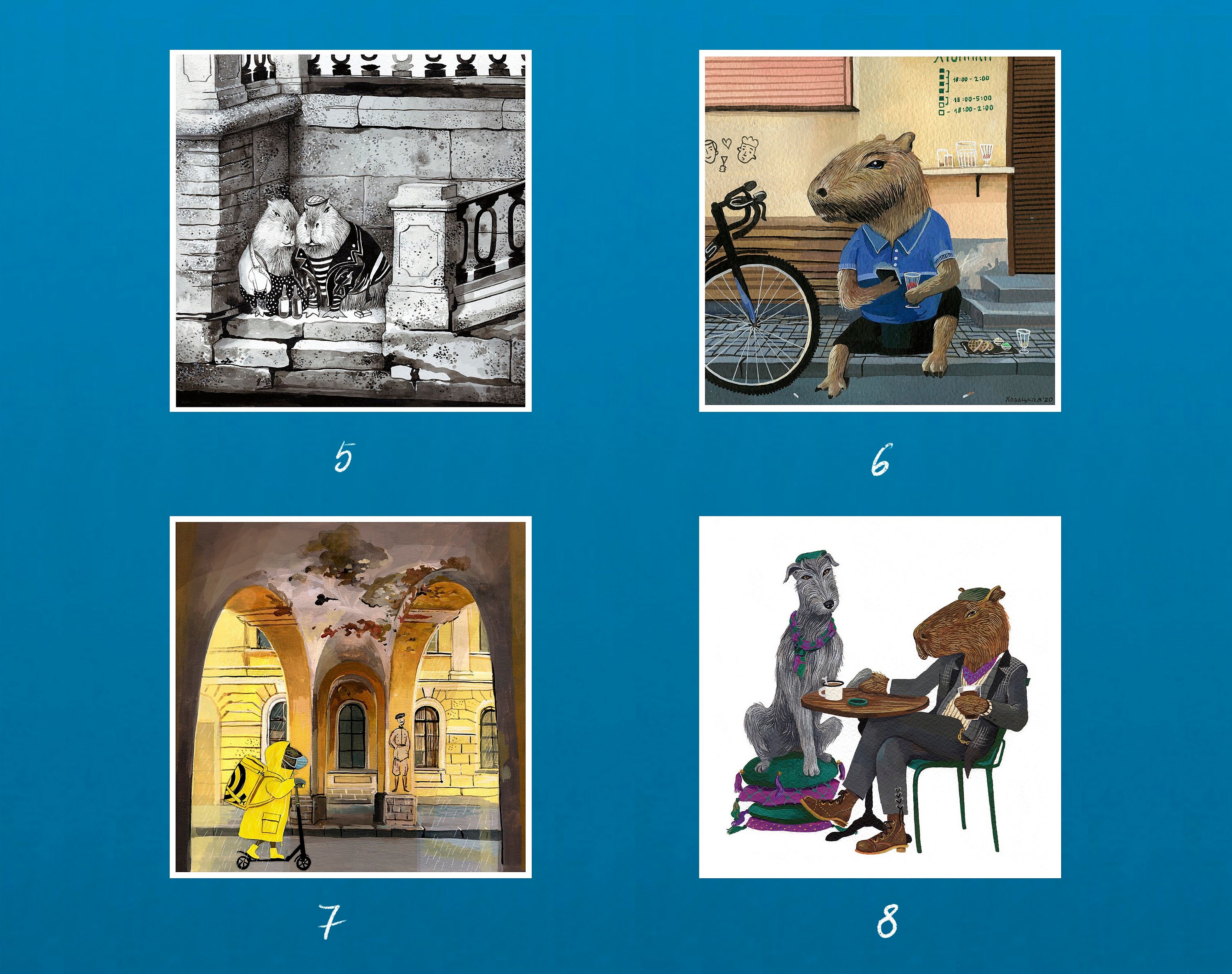 Big Square Capybara Cards Set - Etsy