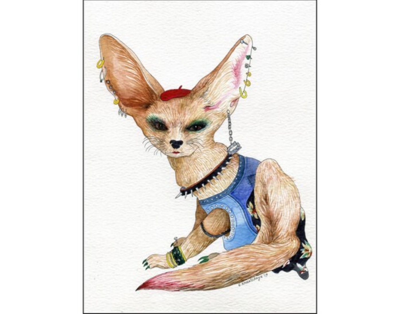 Fennec Fox Aka She's Dangerous Watercolor Portrait Instant Download - Etsy