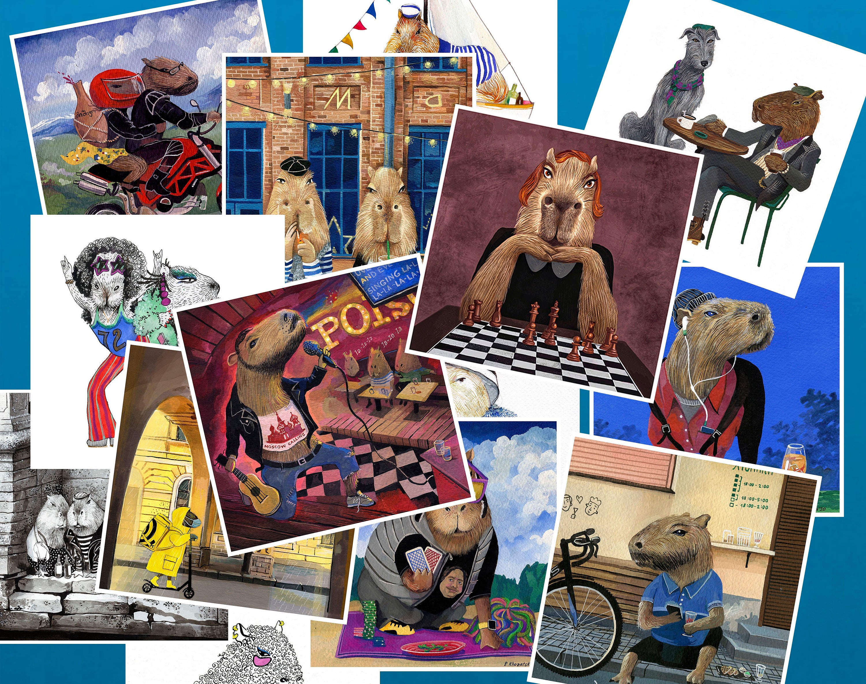 Big Square Capybara Cards Set - Etsy