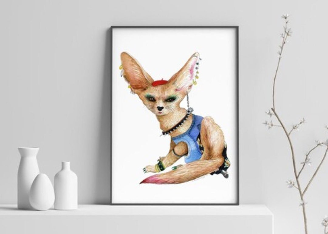 Fennec Fox Aka She's Dangerous Watercolor Portrait Instant Download - Etsy