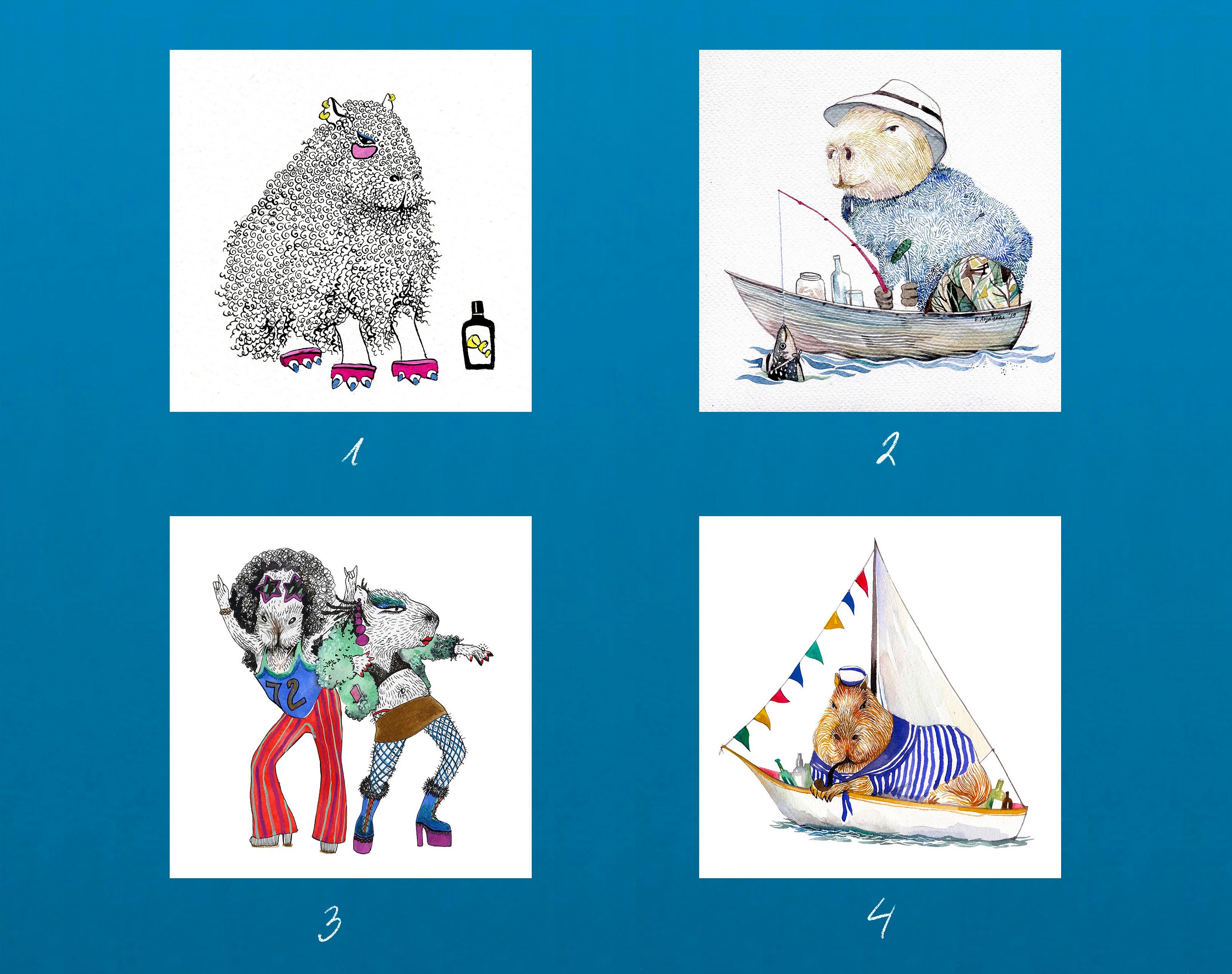 Big Square Capybara Cards Set - Etsy