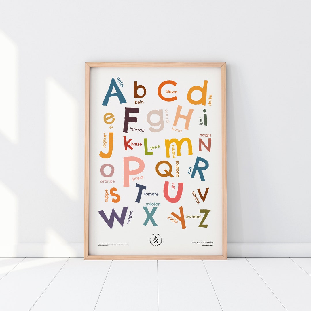 Educational Alphabet Poster Montessori Style - Learn First Words ...