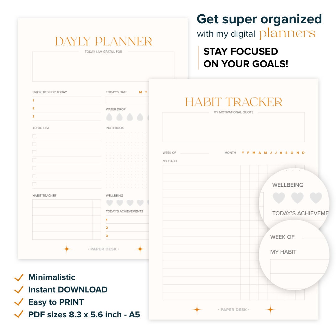 EASY Printable Weekly Habit Tracker Planner Minimalistic Weekly to Do ...