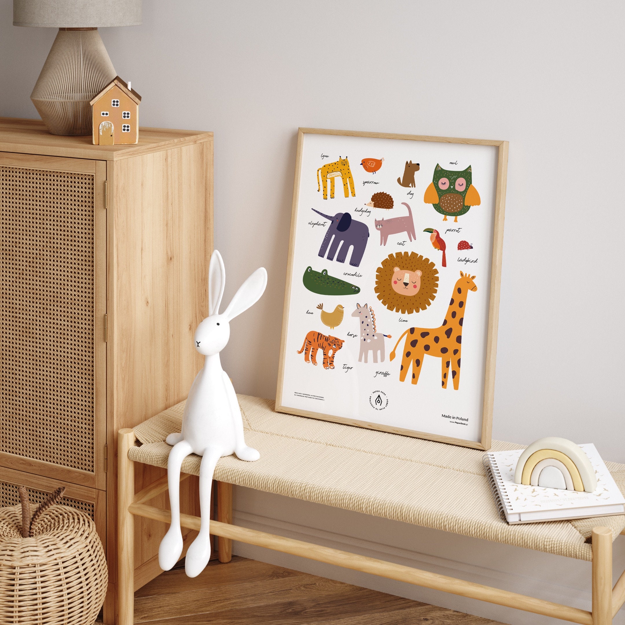 Educational Zoo Poster Montessori Style - Learn First Words - Animals ...