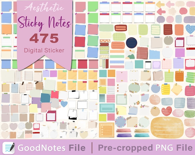 200+ Digital Sticky Notes: PNG Goodnotes Planner Stickers (digital ...