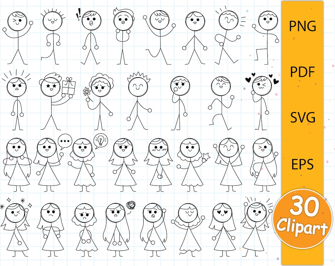 Stick Figures Clipart, Stick Figures SVG, Stick Figures PNG, 30 ...