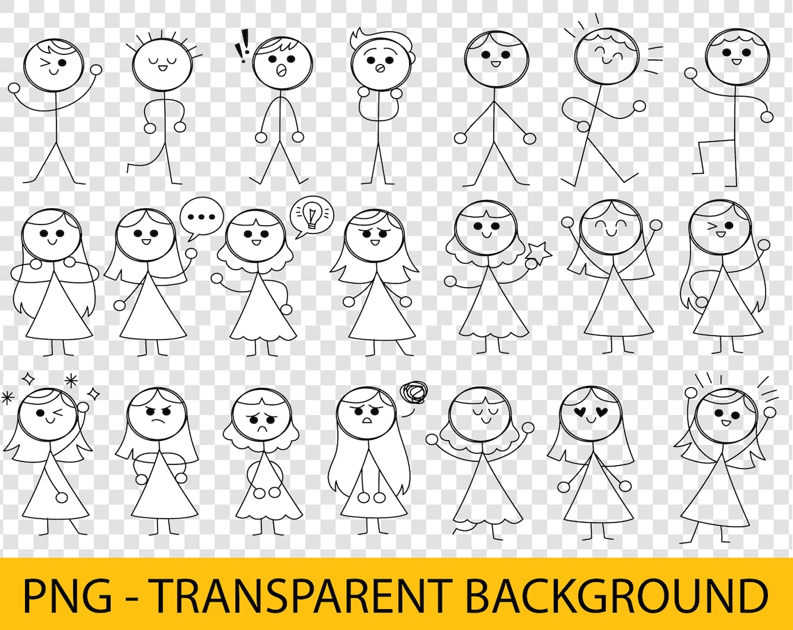 Stick Figures Clipart Stick Figures SVG Stick Figures PNG - Etsy