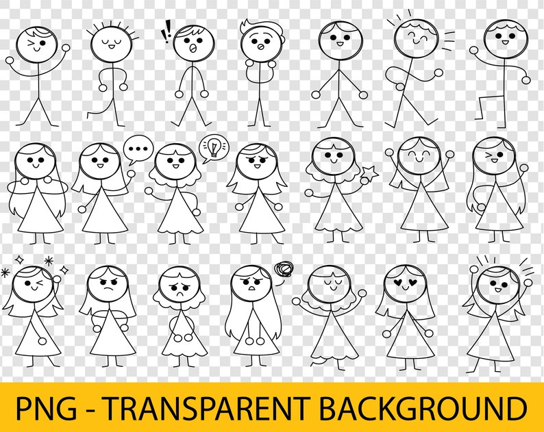 Stick Figures Clipart Stick Figures SVG Stick Figures PNG - Etsy
