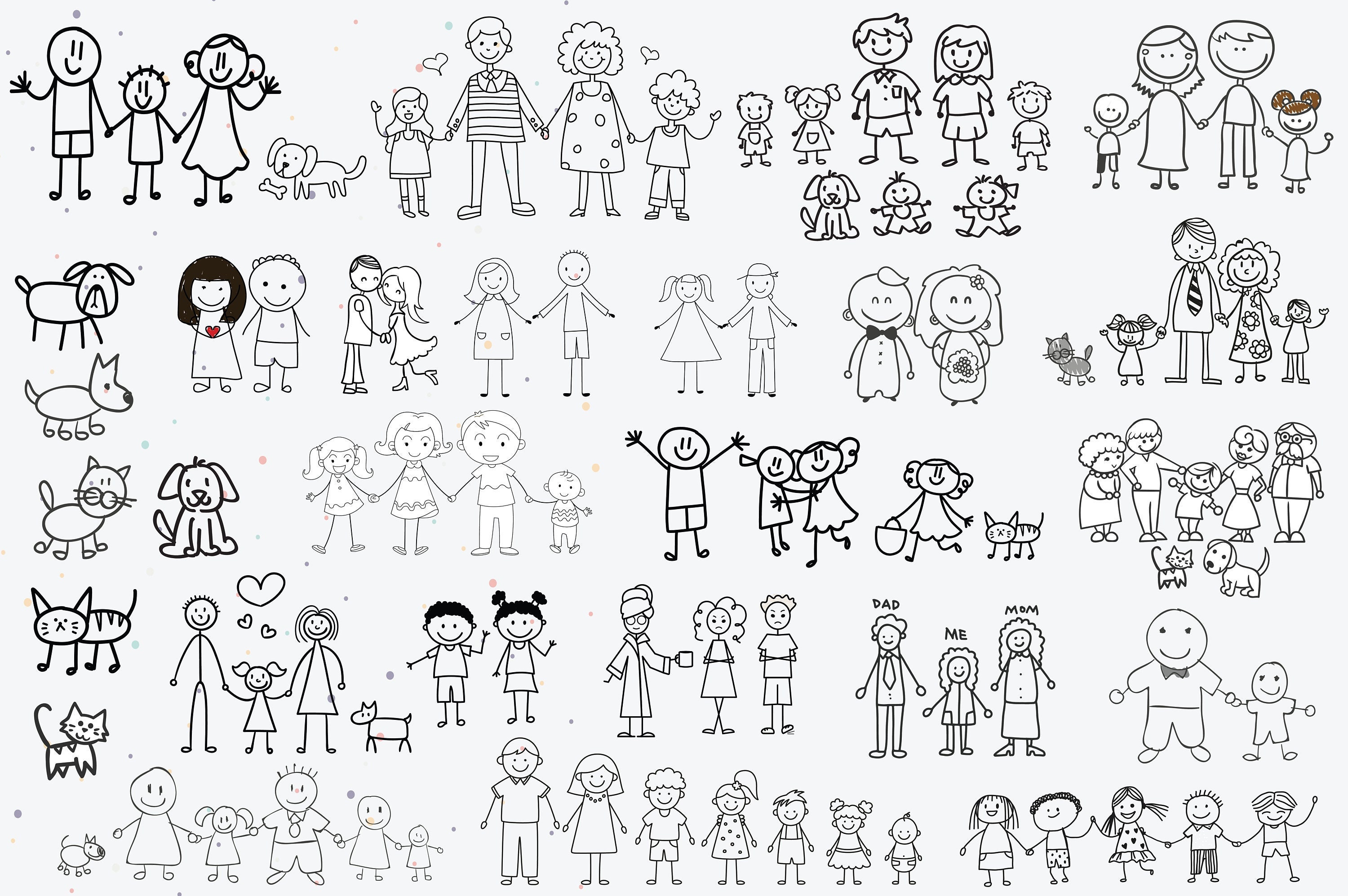 Stick Figure Mom With Kids