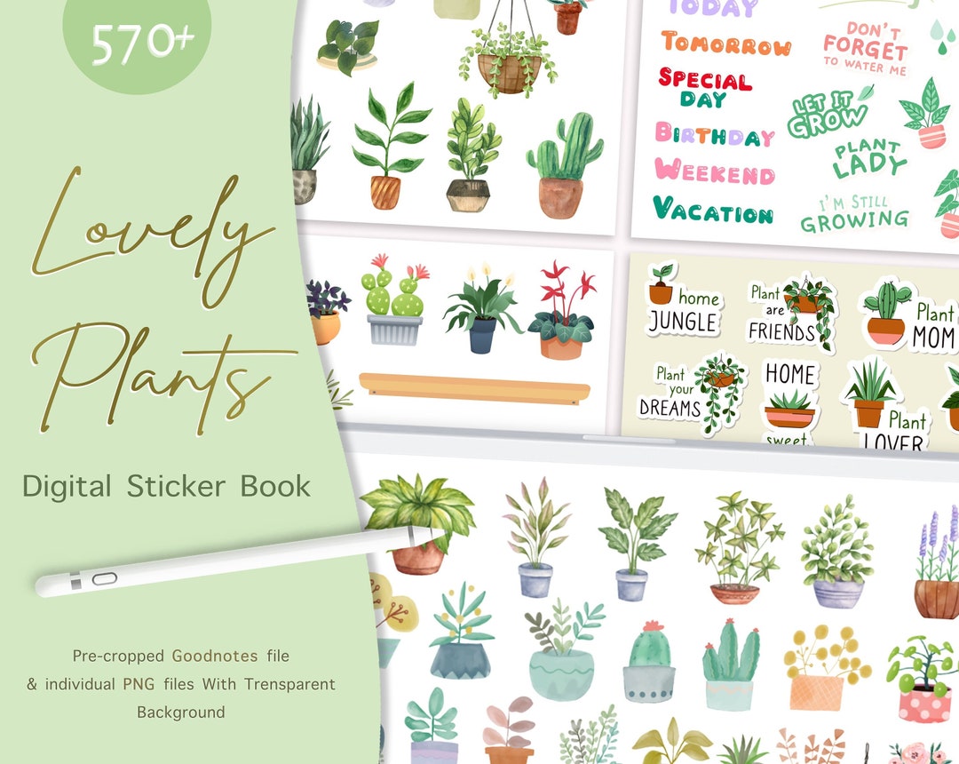 750 Plant Digital Stickers for Goodnotes, Botanical Stickers, Aesthetic ...