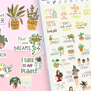 750 Plant Digital Stickers for Goodnotes, Botanical Stickers, Aesthetic ...