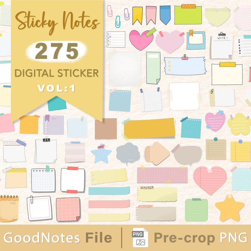 Aesthetic Sticky Note Clipart - Etsy
