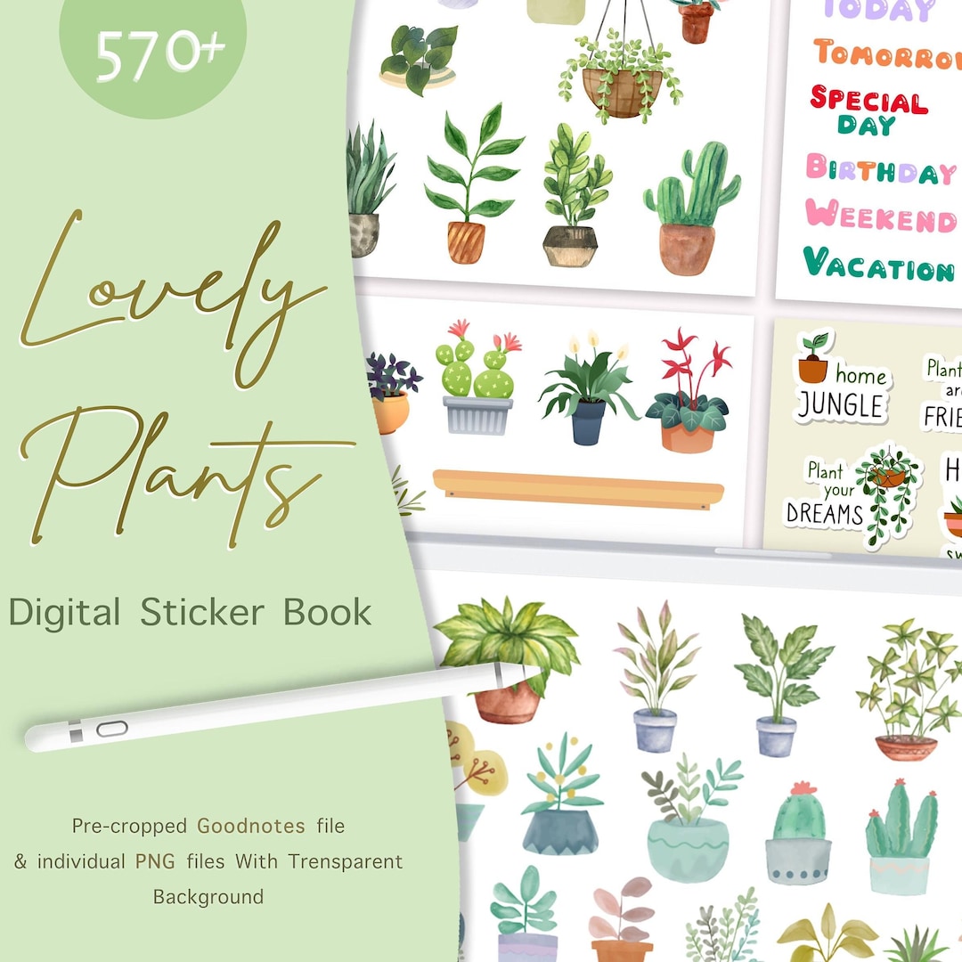 750 Plant Digital Stickers for Goodnotes, Botanical Stickers, Aesthetic ...