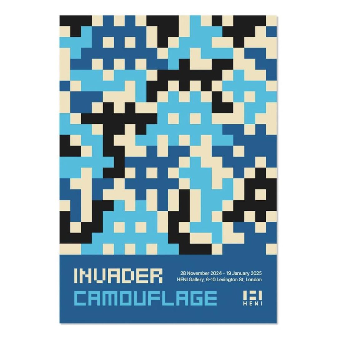 Authentic Invader Exhibition Poster - Camouflage Blue - Official Museum ...