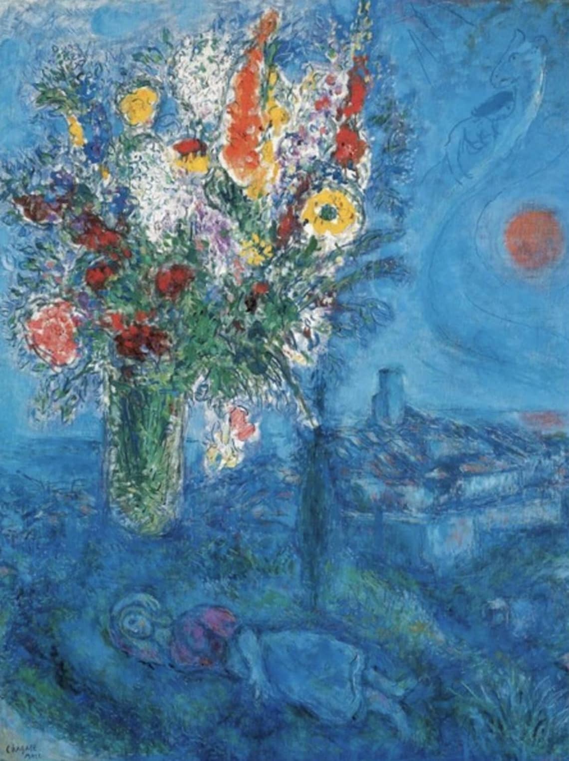 Authentic Marc Chagall Exhibition Poster - Woman With Flowers ...