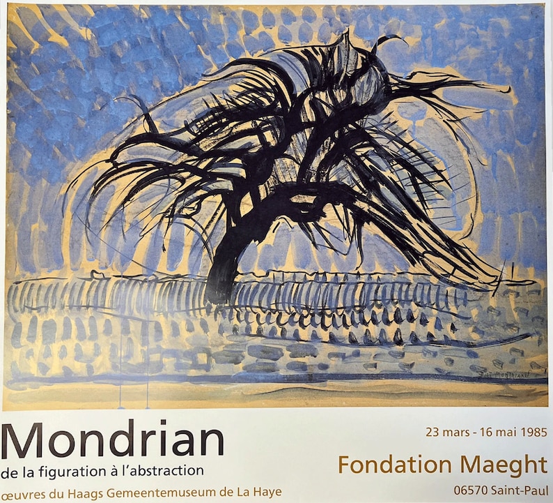 Authentic Mondrian Exhibition Poster - the Blue Tree - Original Museum ...