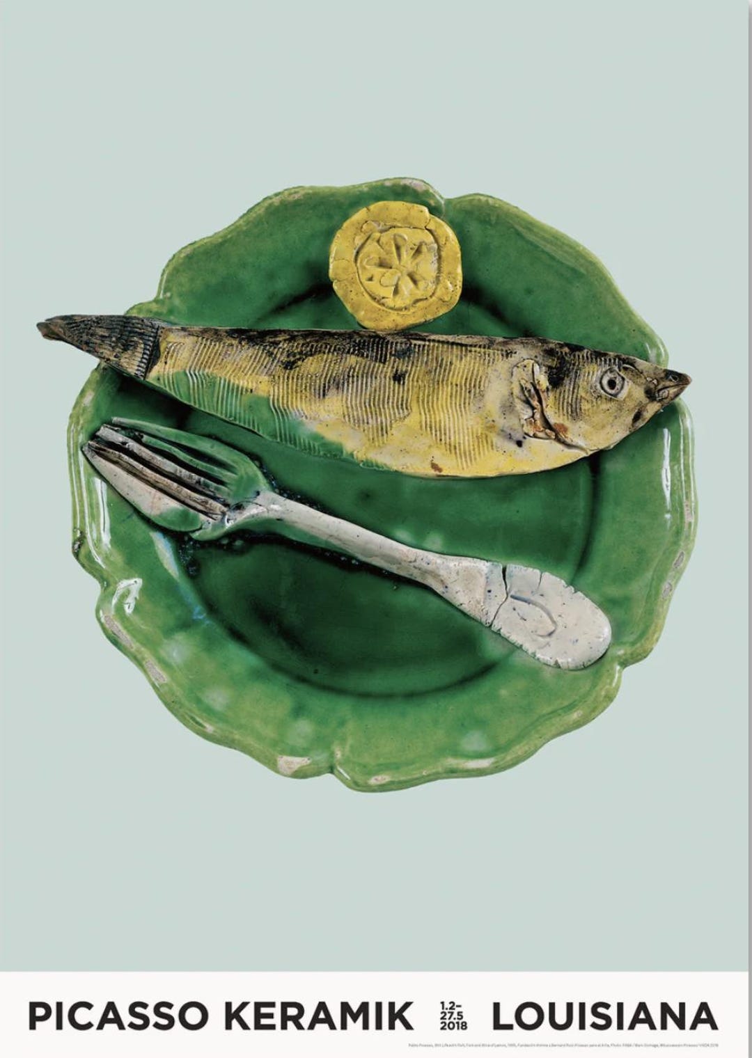 Authentic Pablo Picasso Exhibition Poster - Fish Plate Green - Ceramic ...