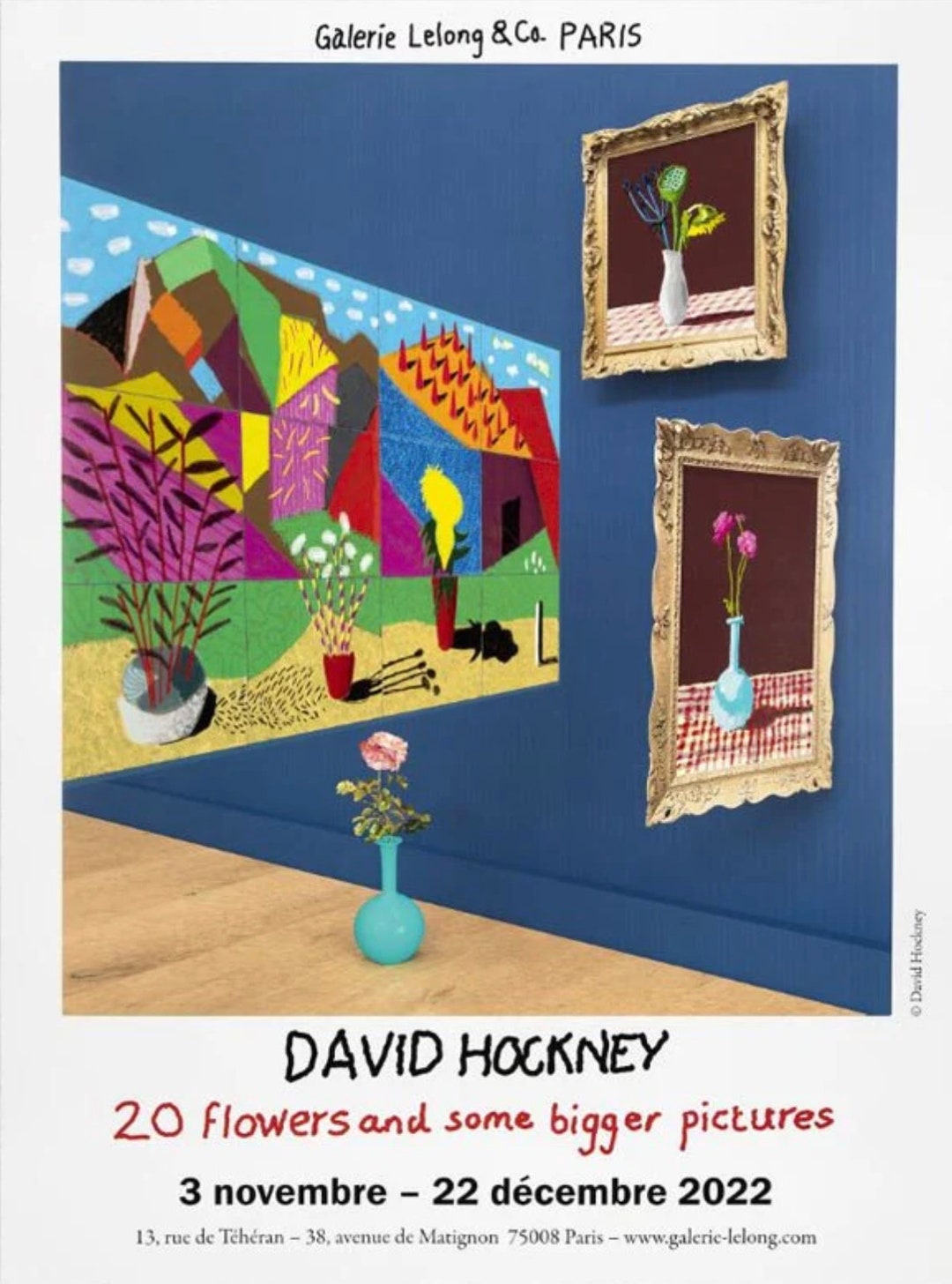 Original David Hockney Exhibition Poster - 20 Flowers and Some Bigger ...