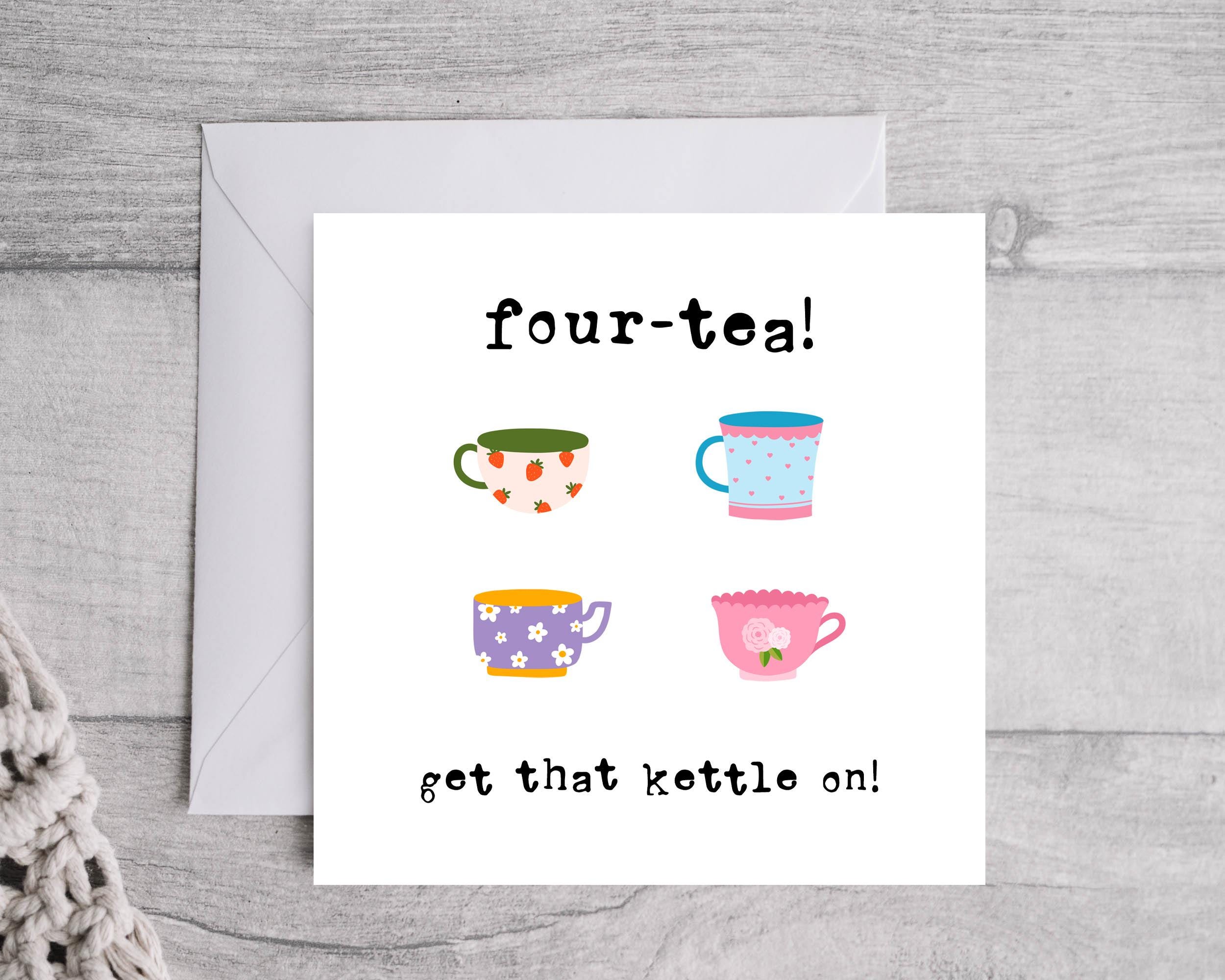 40th Birthday Card Funny Pun Card four-tea Tea Drinker's Fortieth ...