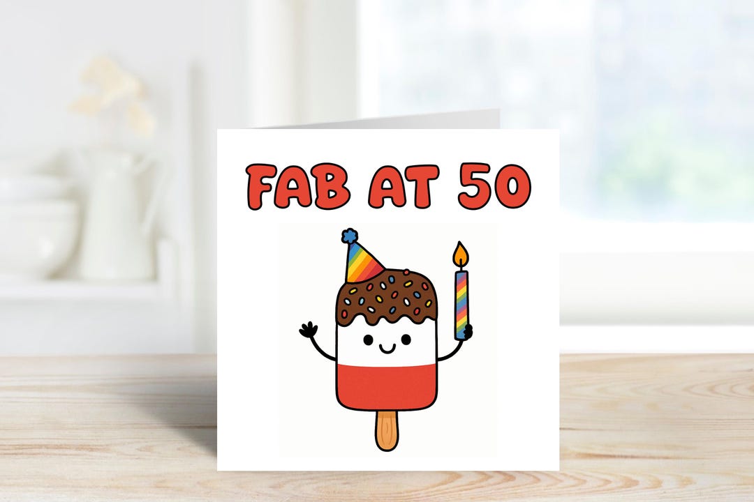 50th Birthday Card / Fab at 50 Card / 50th / Card for Her / Card for ...