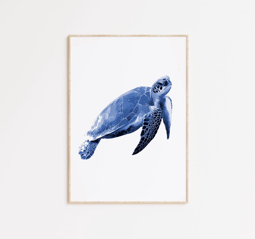 Blue Turtle Print: Ocean Sea Life Poster - Etsy